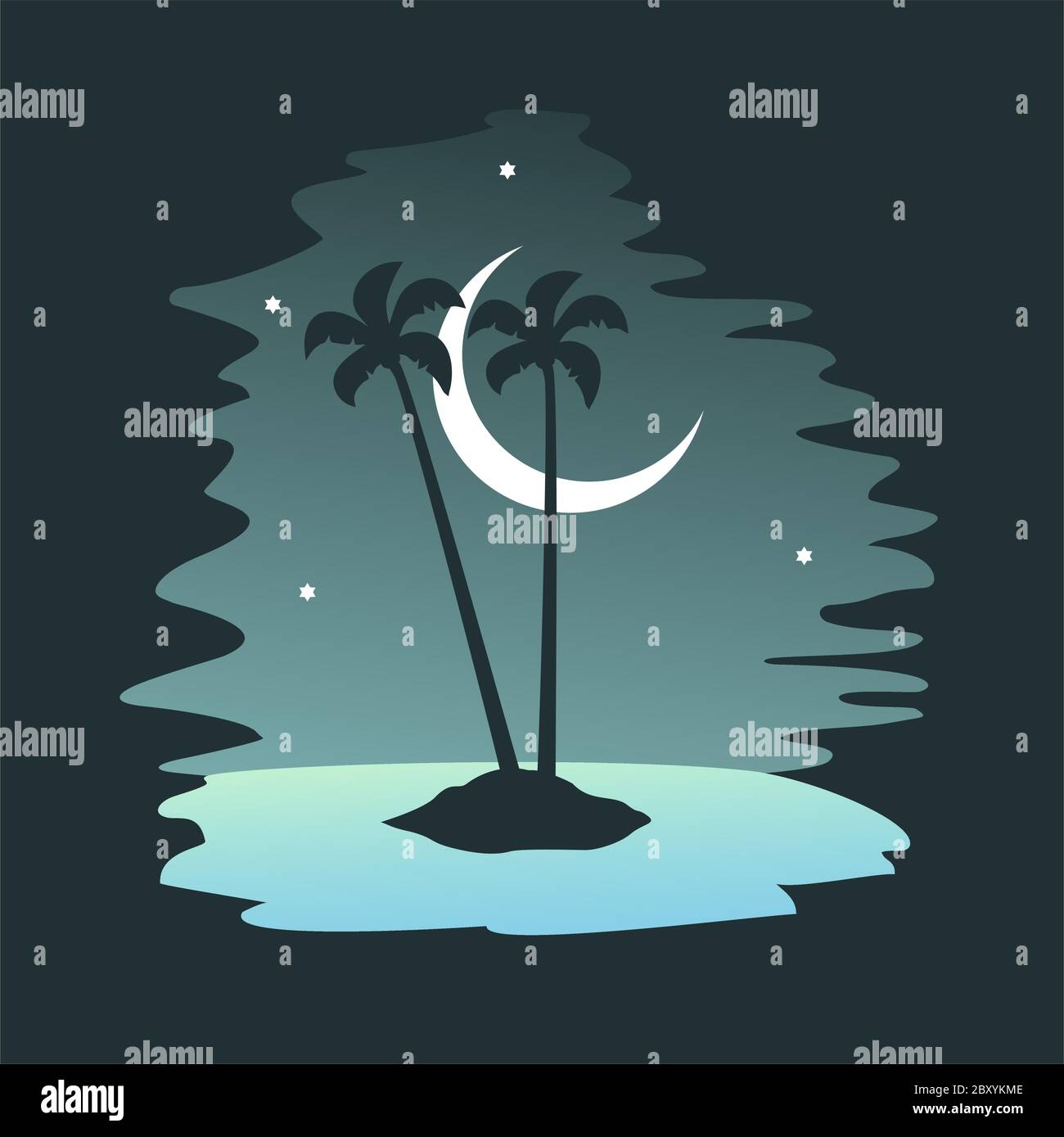 beach in the night illustration Stock Vector Image & Art - Alamy