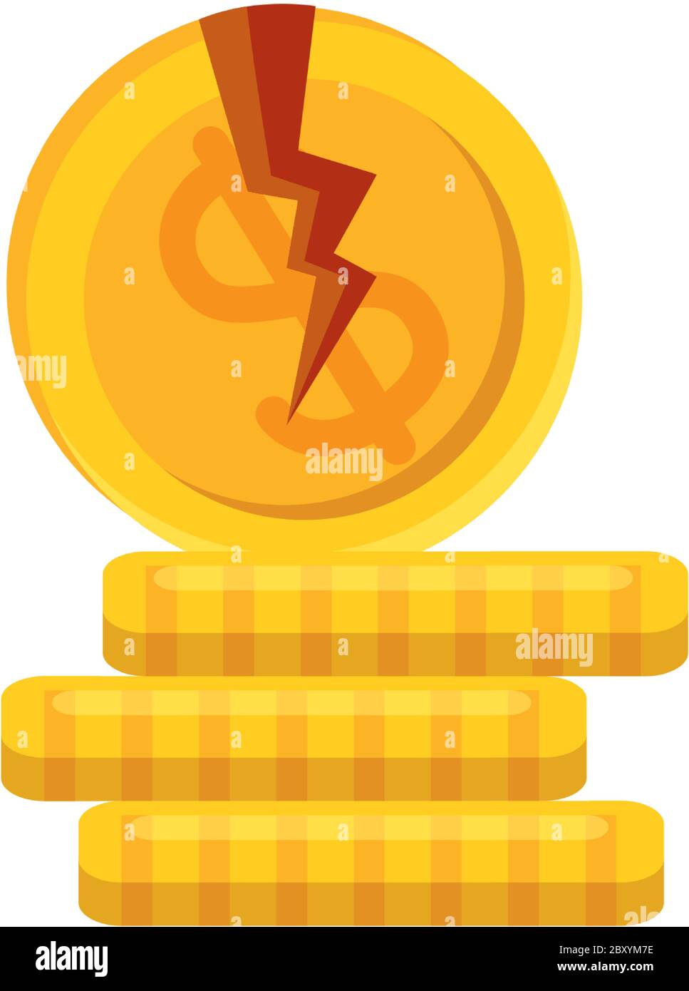 broken dollar coins of bankruptcy vector design Stock Vector Image & Art - Alamy