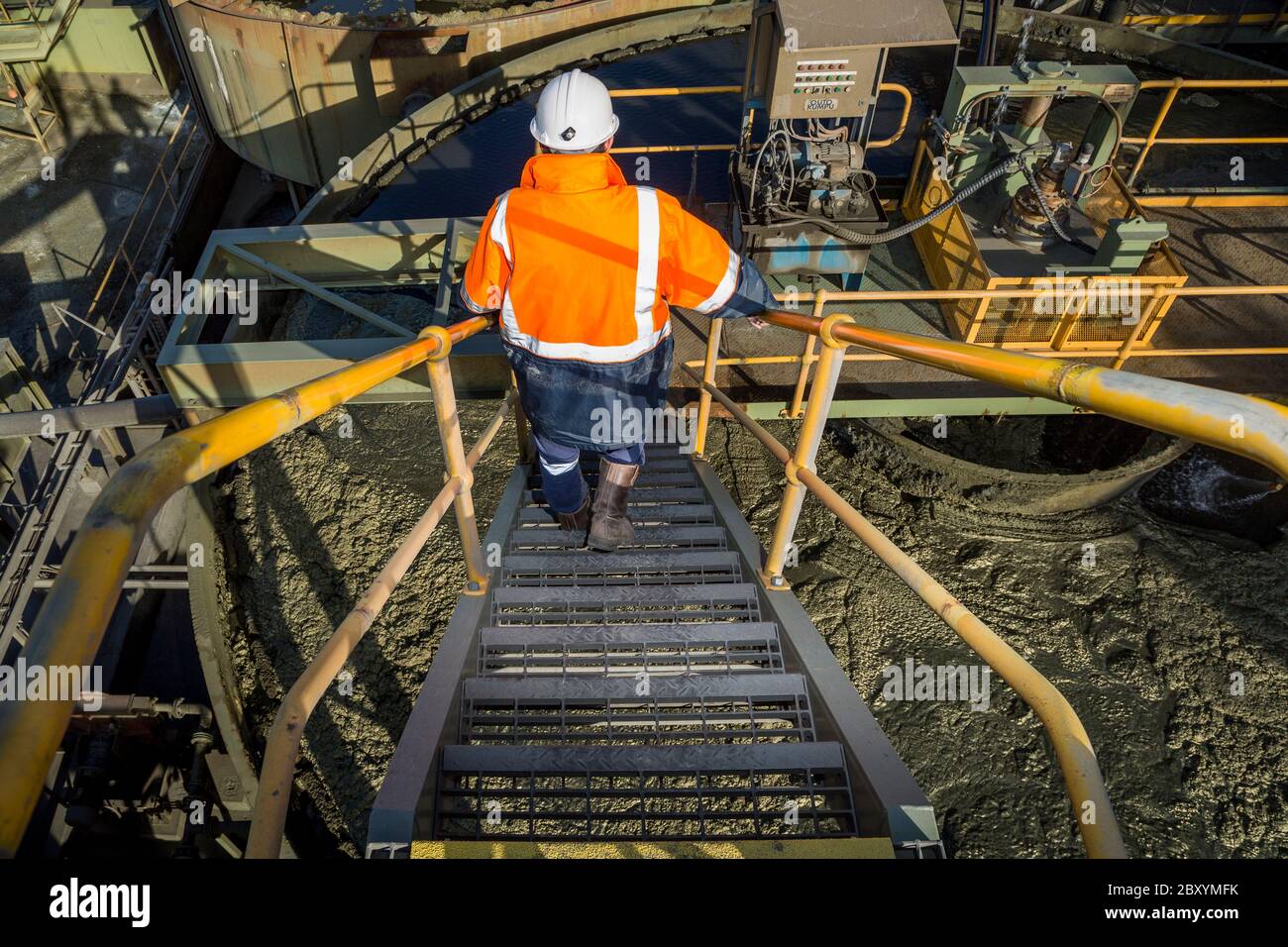 Nyngan Australia June 20th 2012 : Miner descending stairs of a copper ...