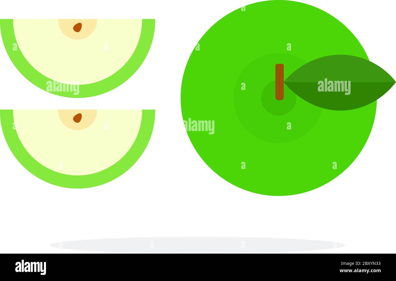 Apple slices isolated top view Stock Vector Images - Alamy