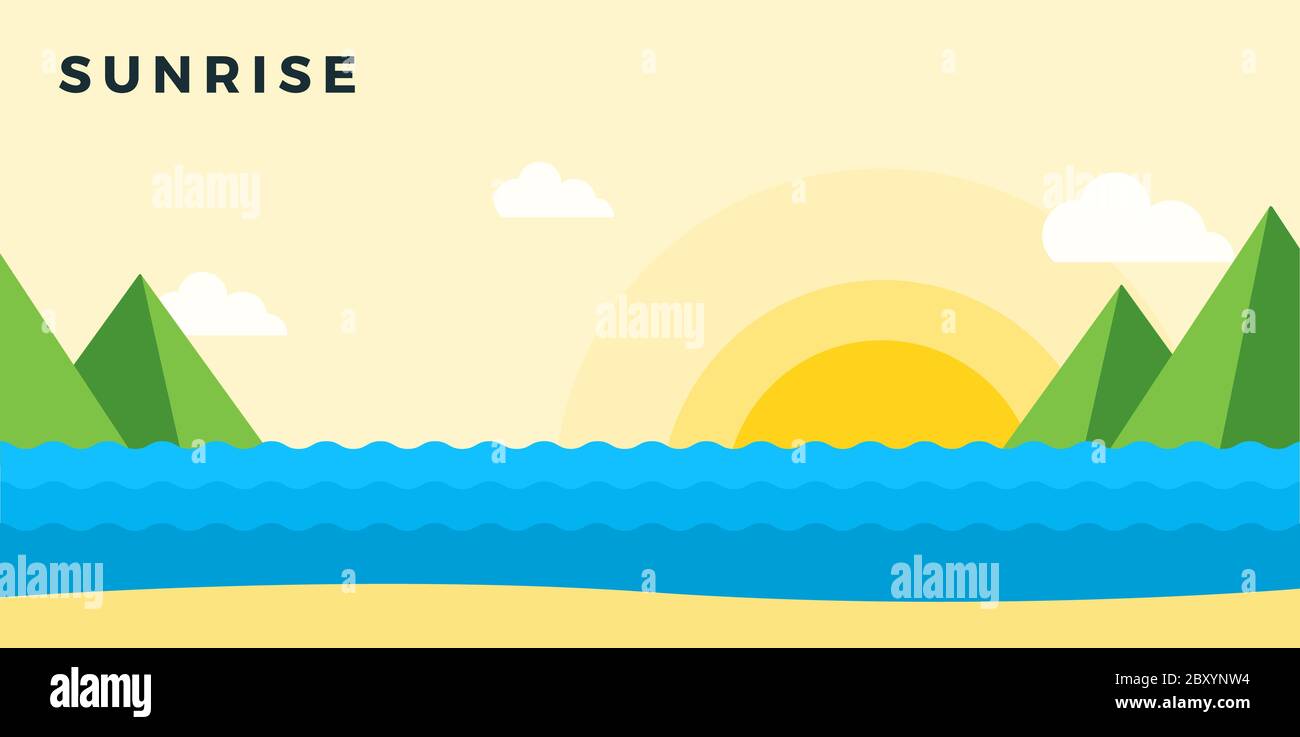Sunrise on summer lake Stock Vector Images - Alamy