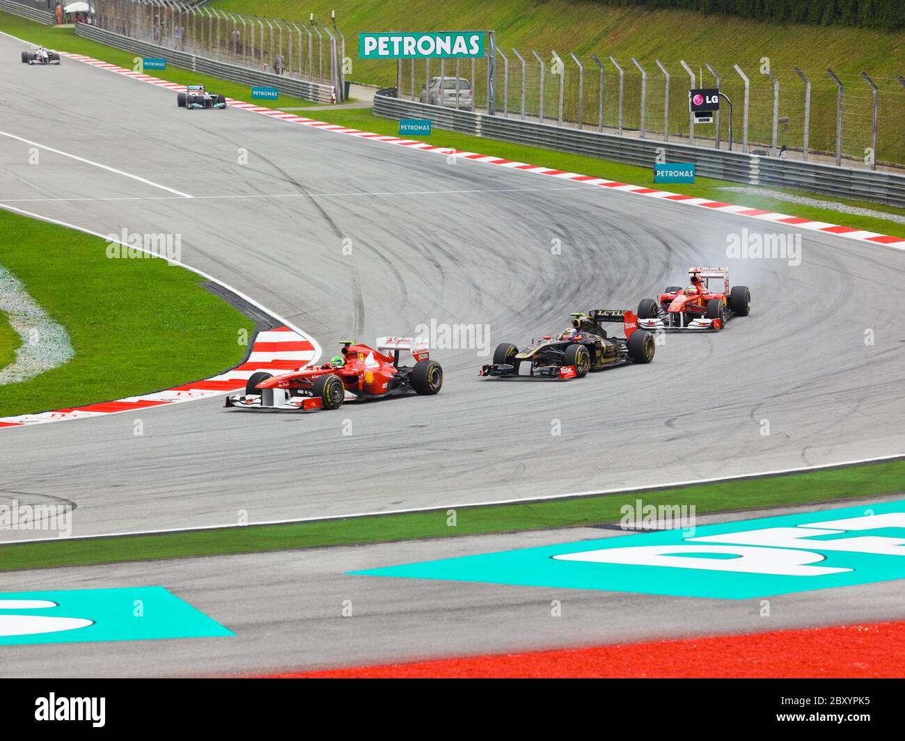 SEPANG, MALAYSIA - APRIL 10: Cars on track at race of Formula 1 GP ...