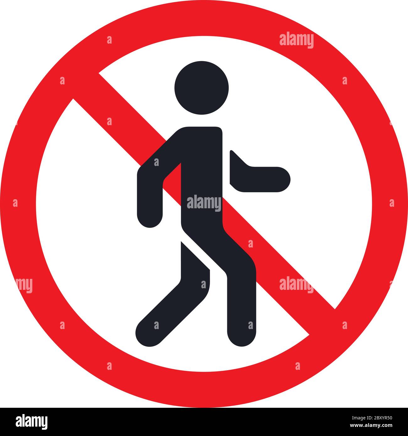 Traffic sign prohibiting traffic of pedestrians flat isolated Stock ...