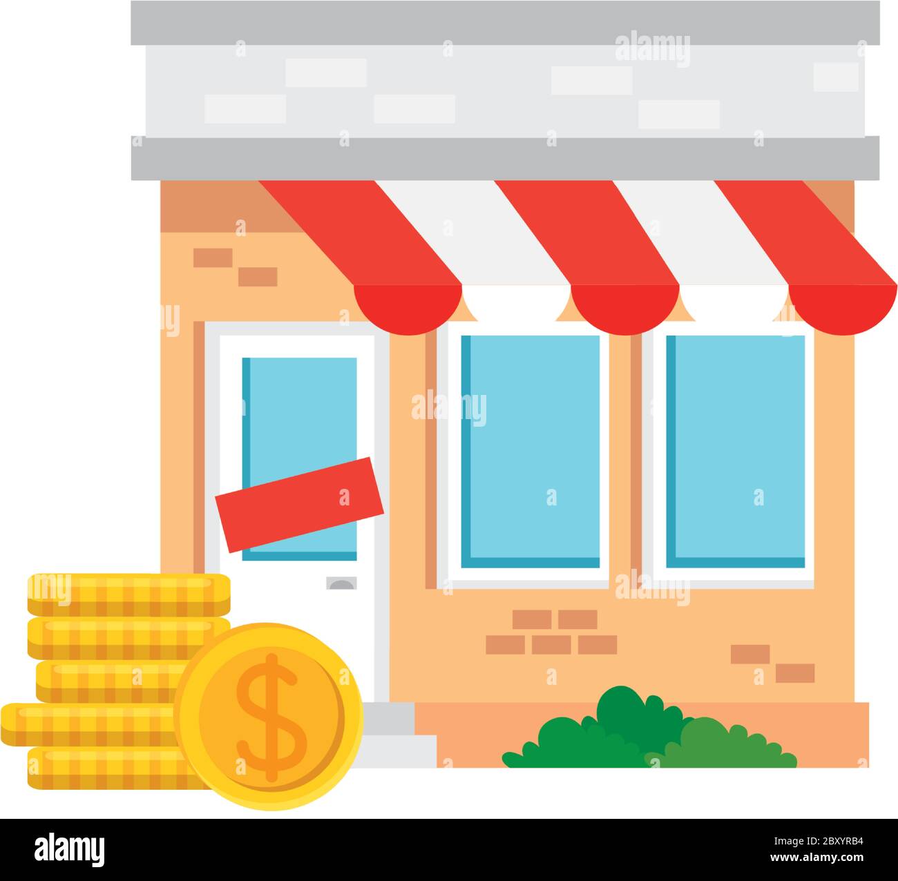 Store with tent and dollar coins vector design Stock Vector Image & Art ...