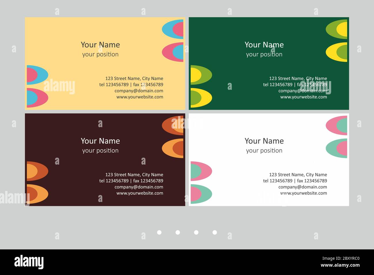 Set of colorful business card templates. Simple geometric abstract ...