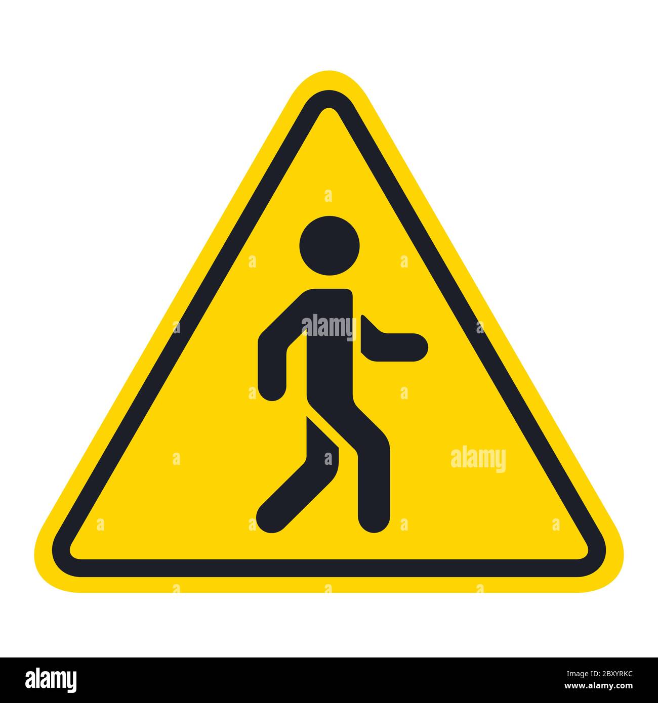 Yellow road sign, pedestrian silhouette Fitness trackers vector icon ...