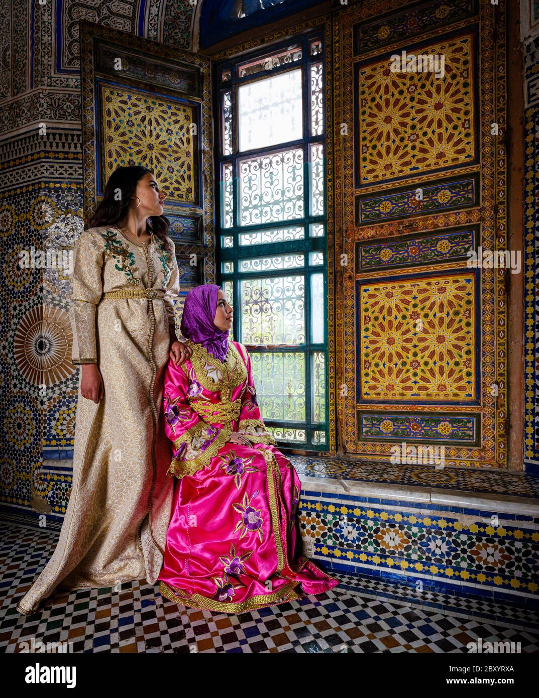 FEZ, MOROCCO - CIRCA MAY 2018: Young Moroccan women in traditional ...