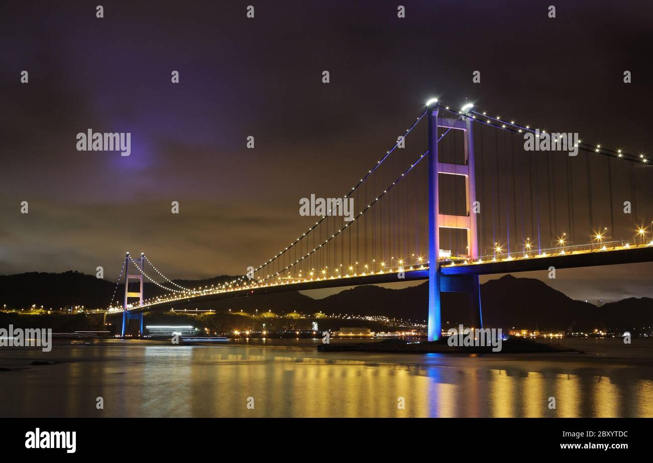 Tsing Ma Bridge night view Stock Photo - Alamy