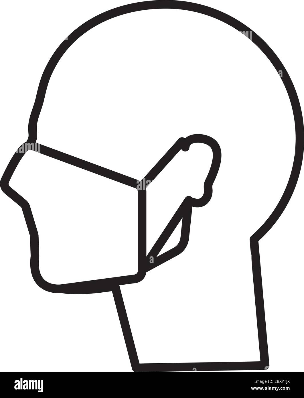 profile using face mask line style icon vector illustration design ...