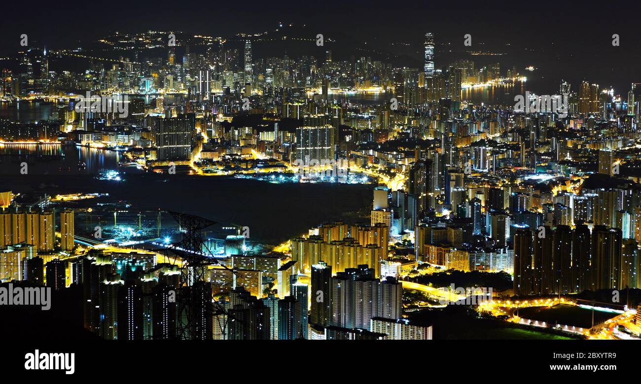 Hong Kong downtown at night Stock Photo - Alamy