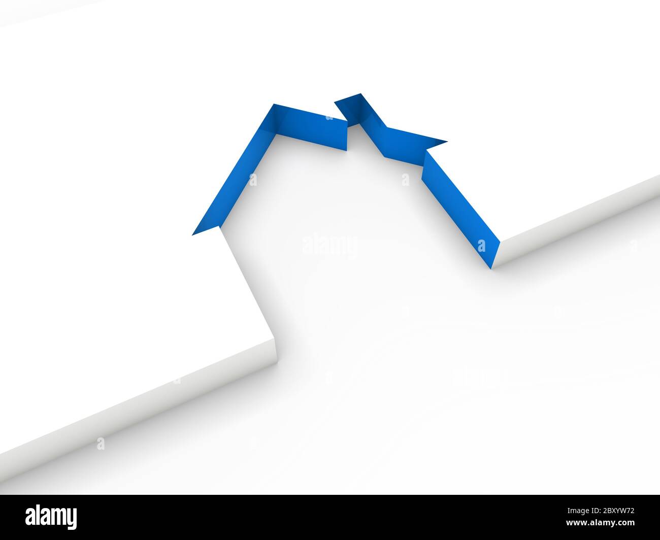 3d house line blue Stock Photo - Alamy
