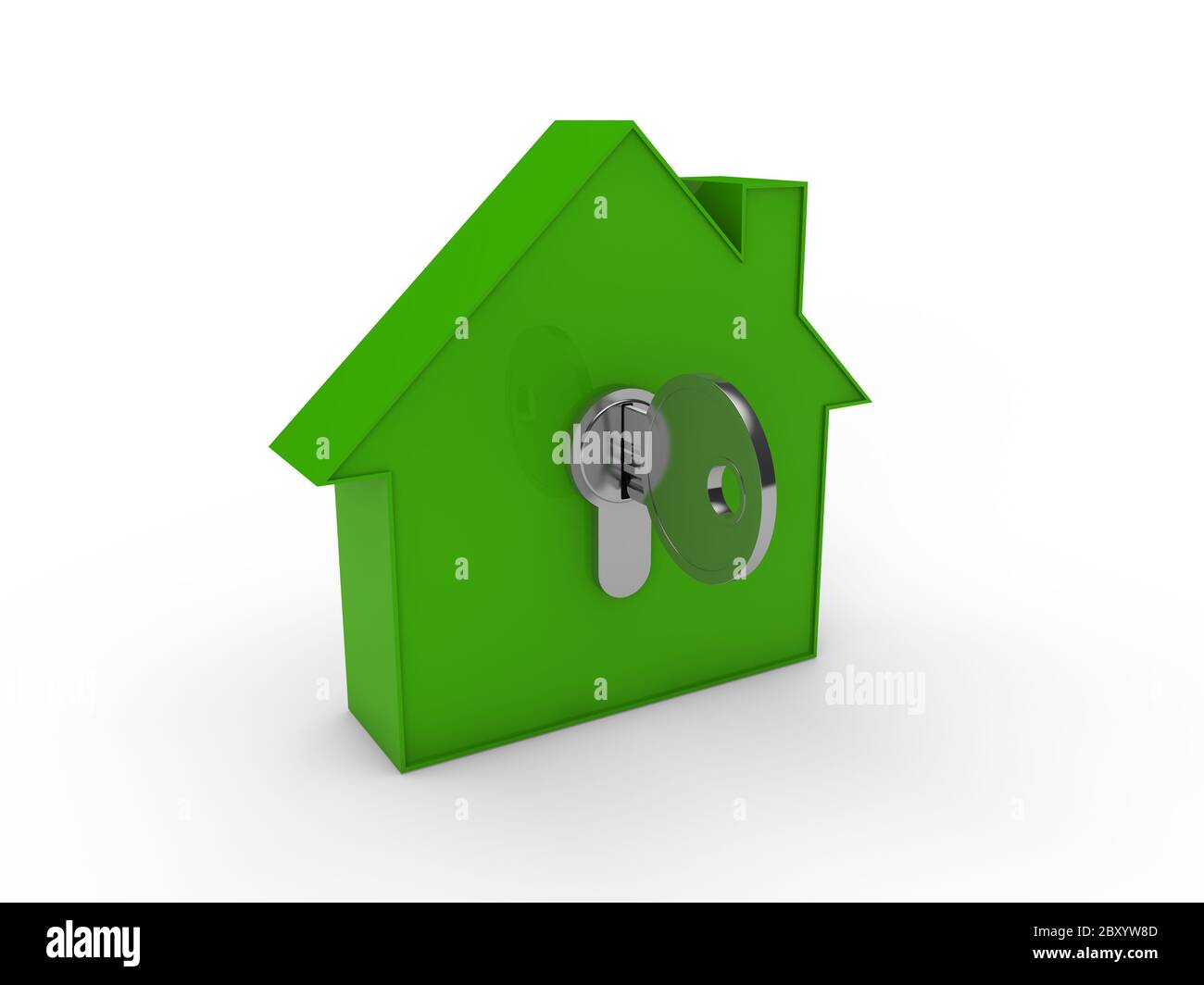 3d house key green Stock Photo - Alamy