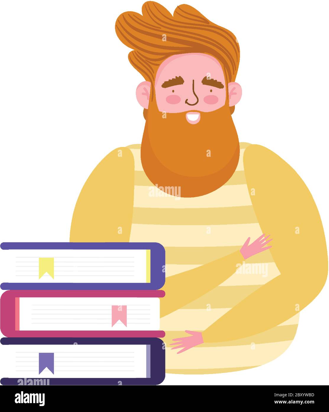 online education male teacher character with stack of books vector ...