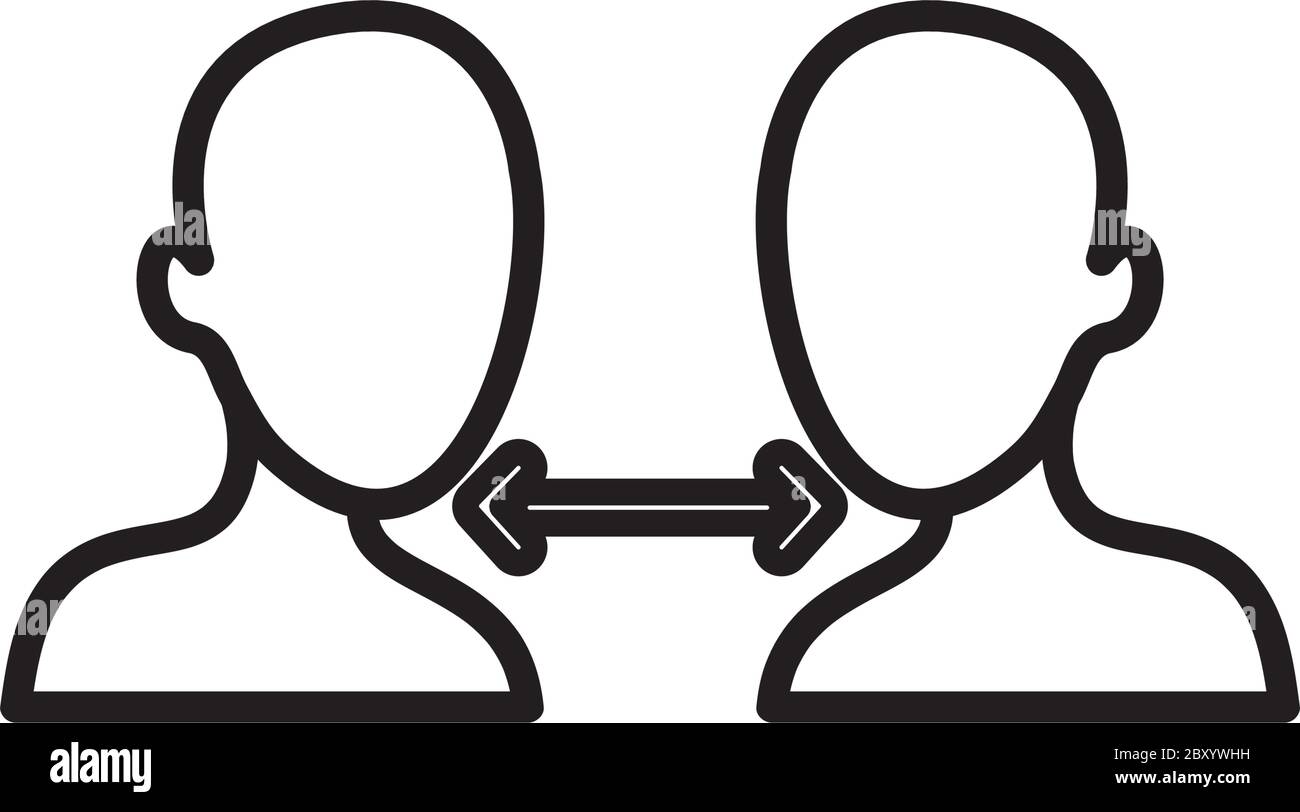 social distancing concept, pictogram persons with arrow distance ...