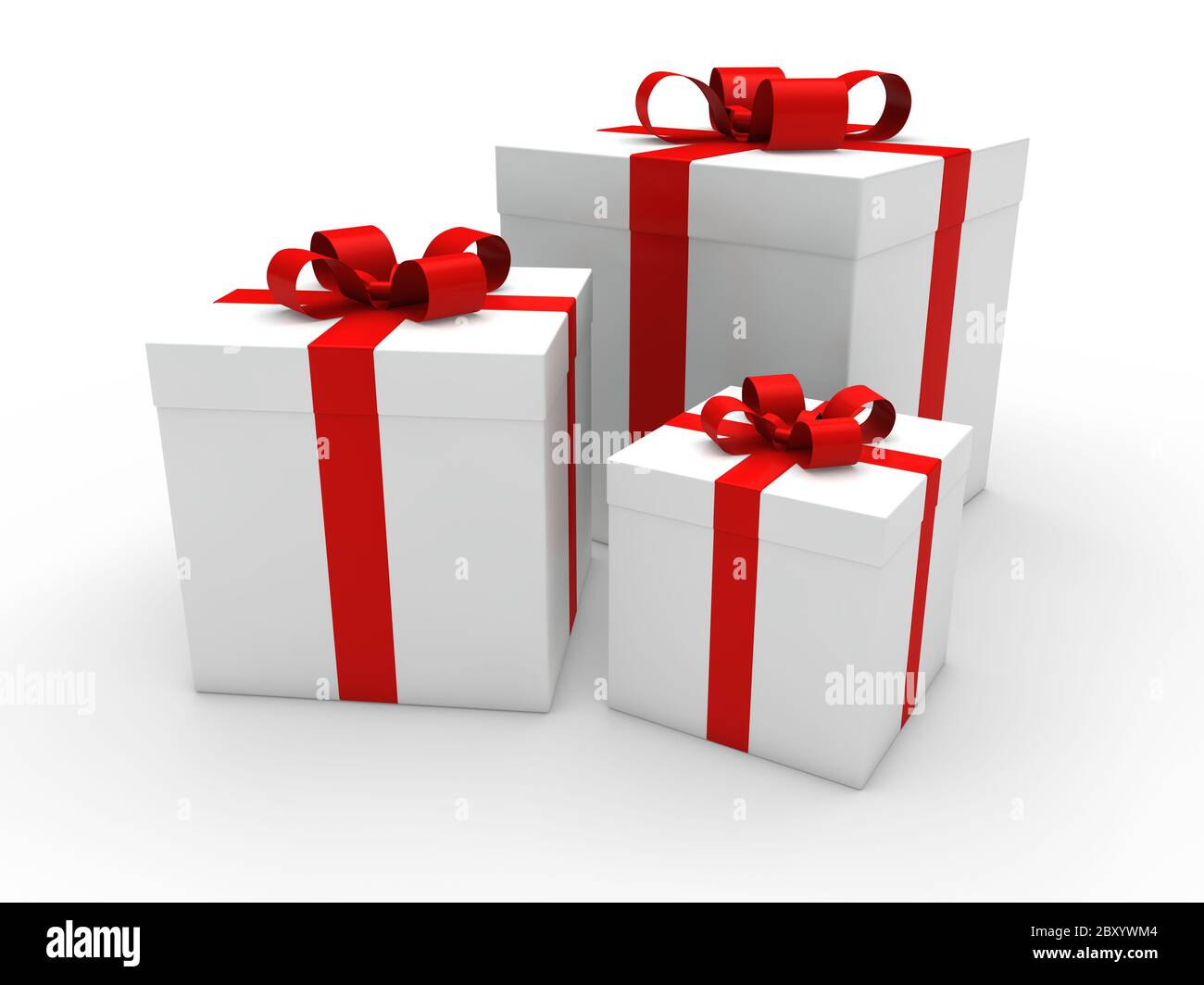 3d gift box red white Stock Photo - Alamy