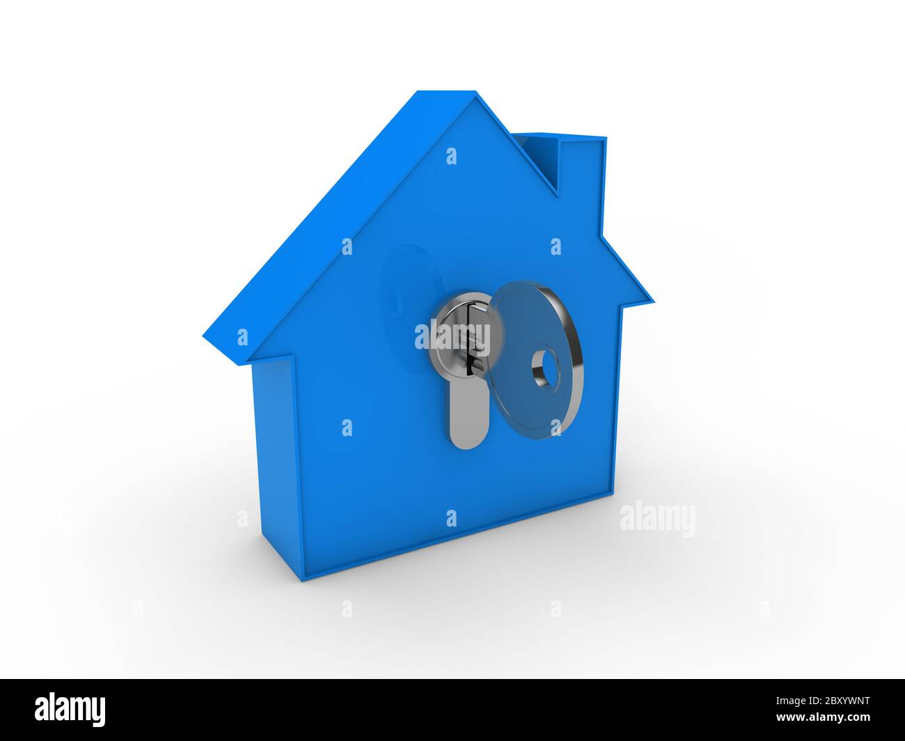 3d house key blue Stock Photo - Alamy