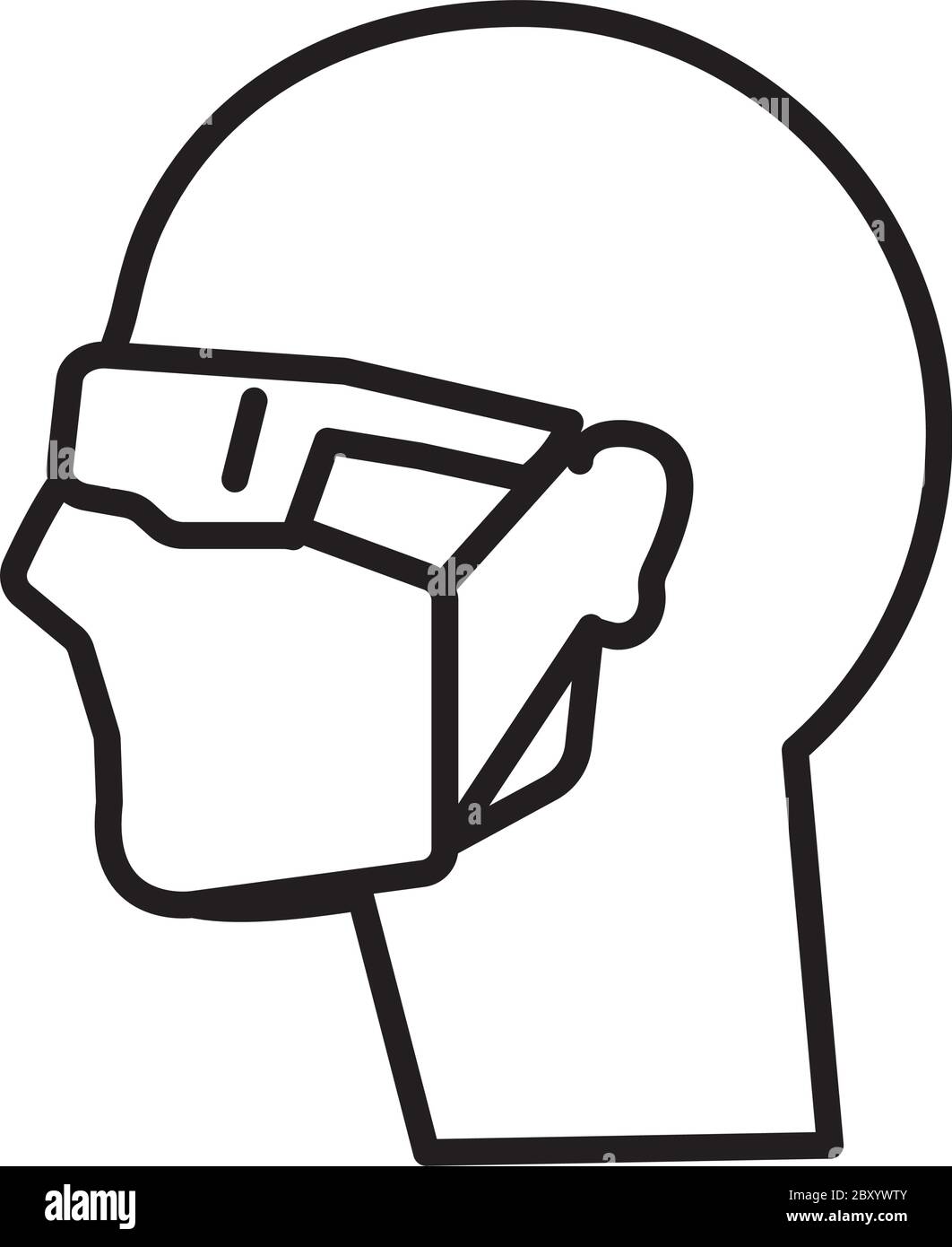 profile using face mask and goggles line style icon vector illustration ...