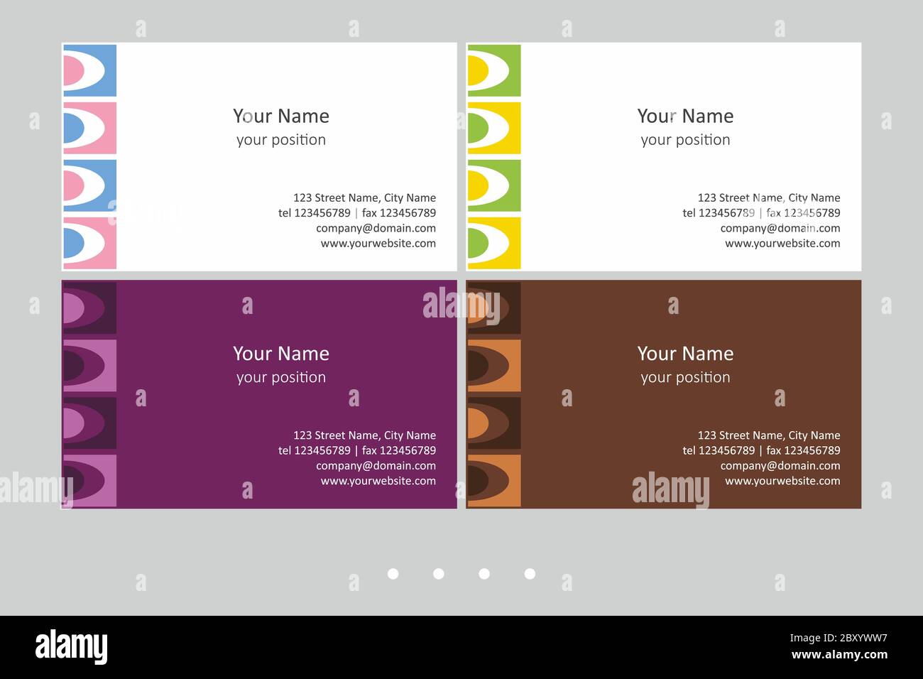 Set of colorful business card templates. Simple geometric abstract ...