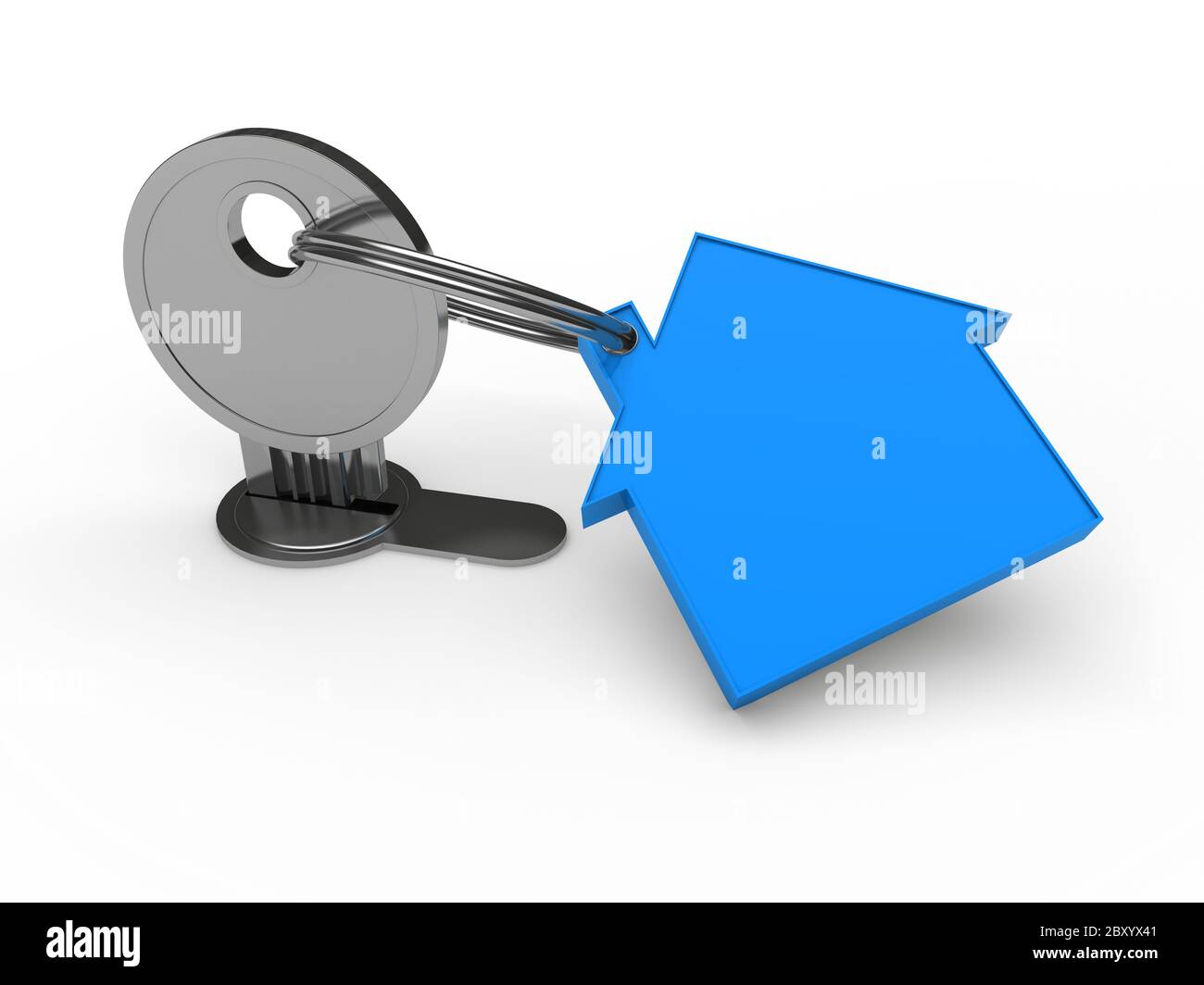 3d key blue house Stock Photo - Alamy
