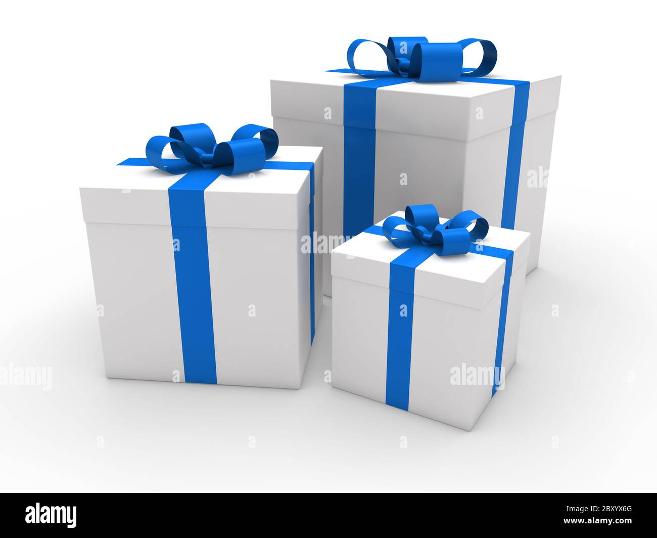 3d gift box blue white Stock Photo - Alamy