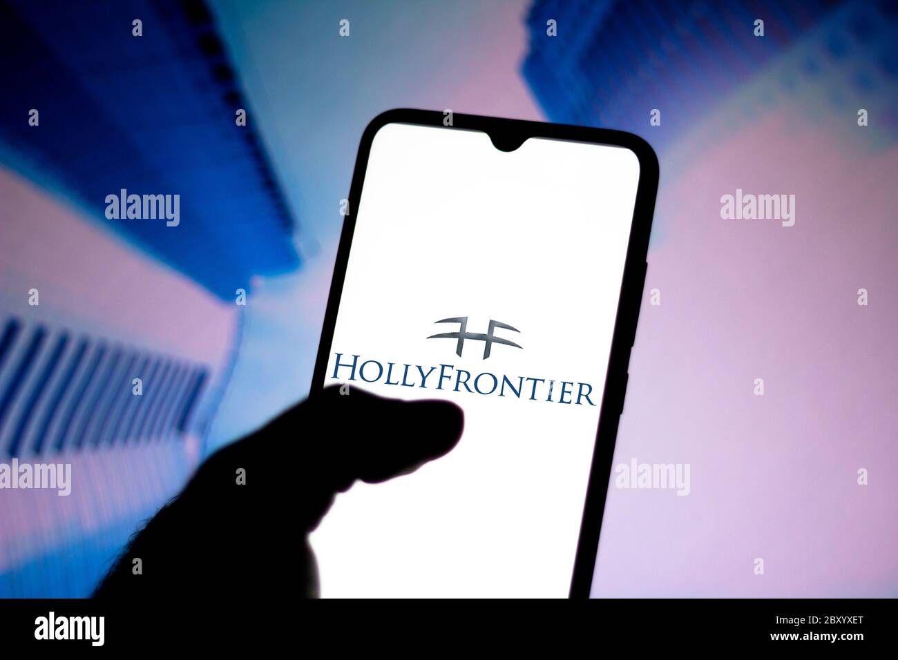 In this photo illustration a HollyFrontier Corporation logo seen ...