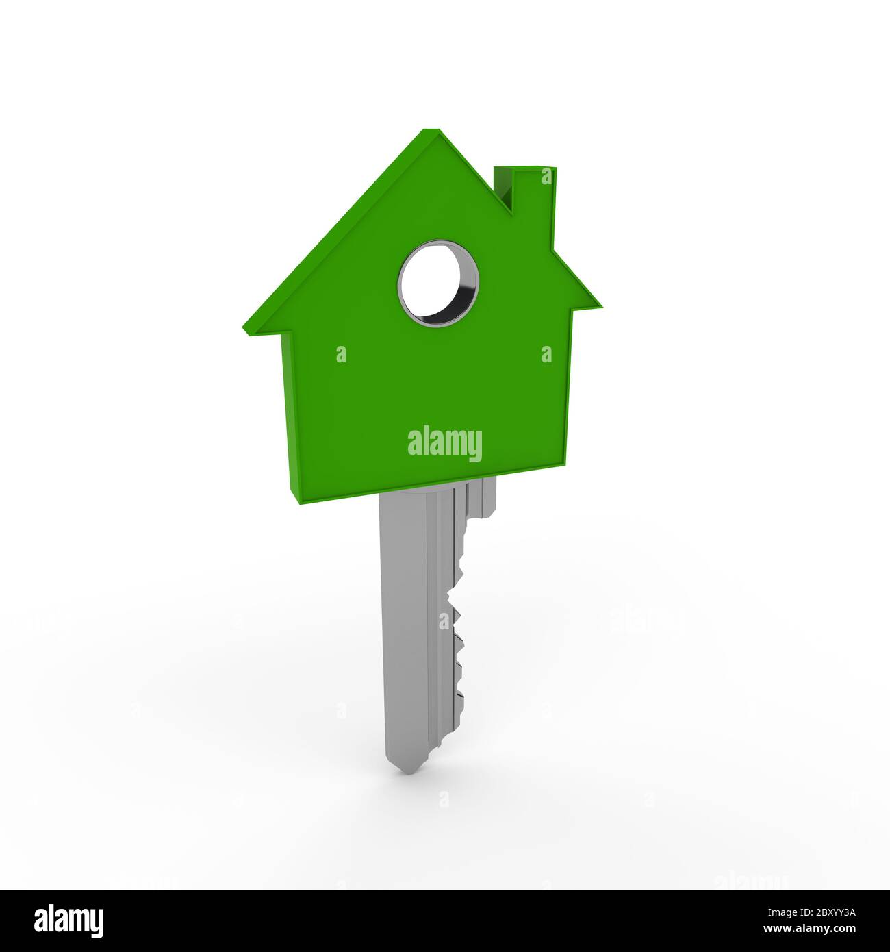 3d house home key green Stock Photo - Alamy