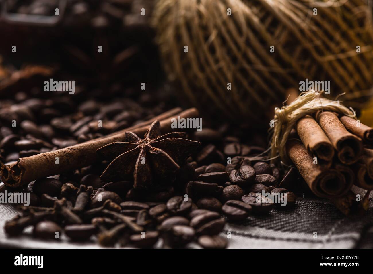 Coffee Beans with Condiment Stock Photo - Alamy