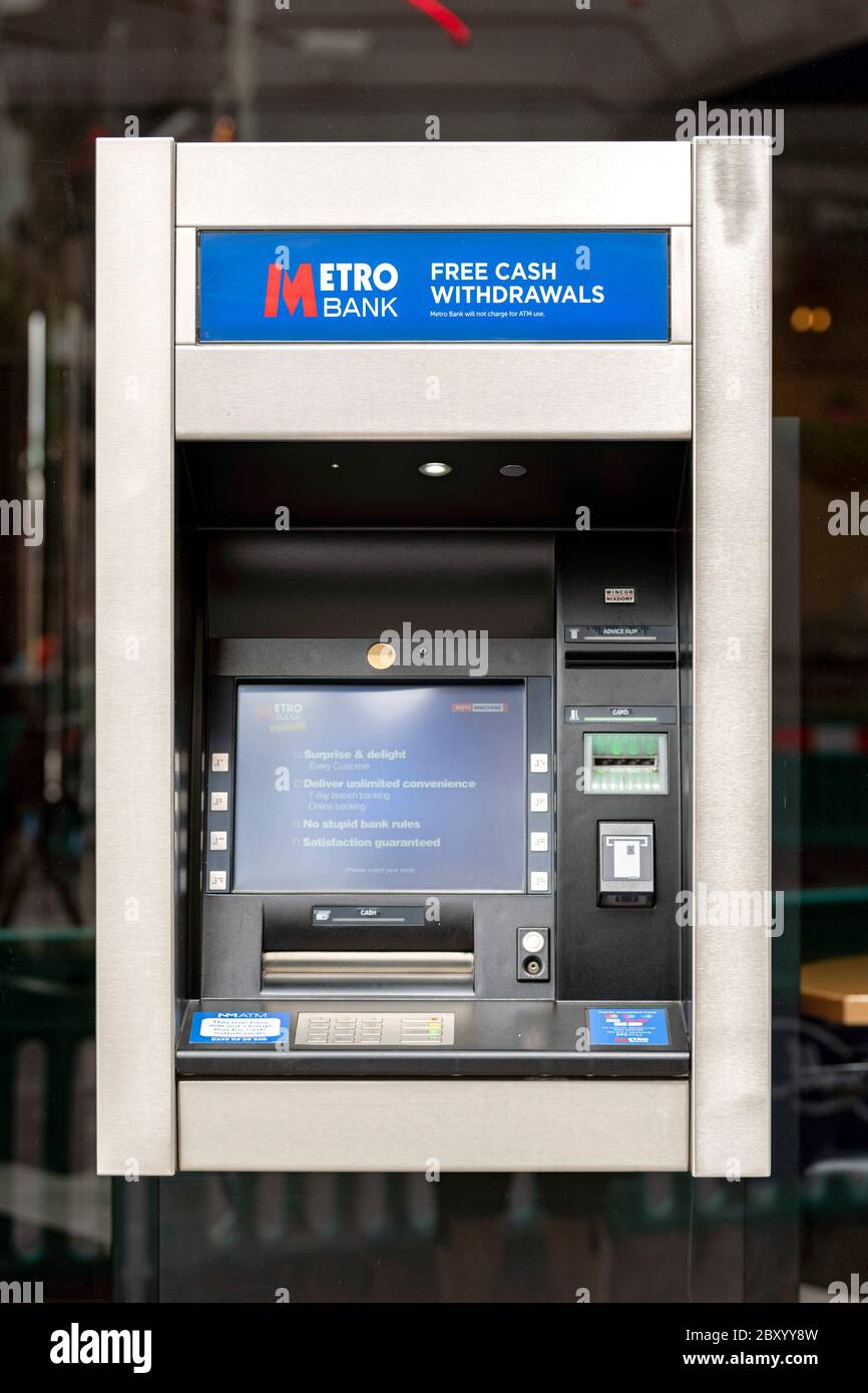 Metro Bank cash machine seen outside one of their branches Stock Photo ...