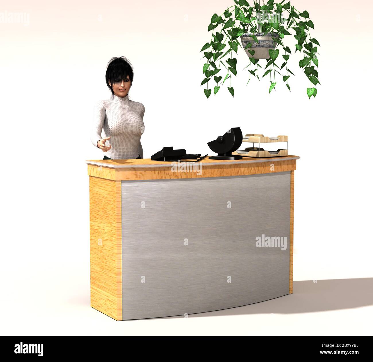 Woman at reception Stock Photo - Alamy