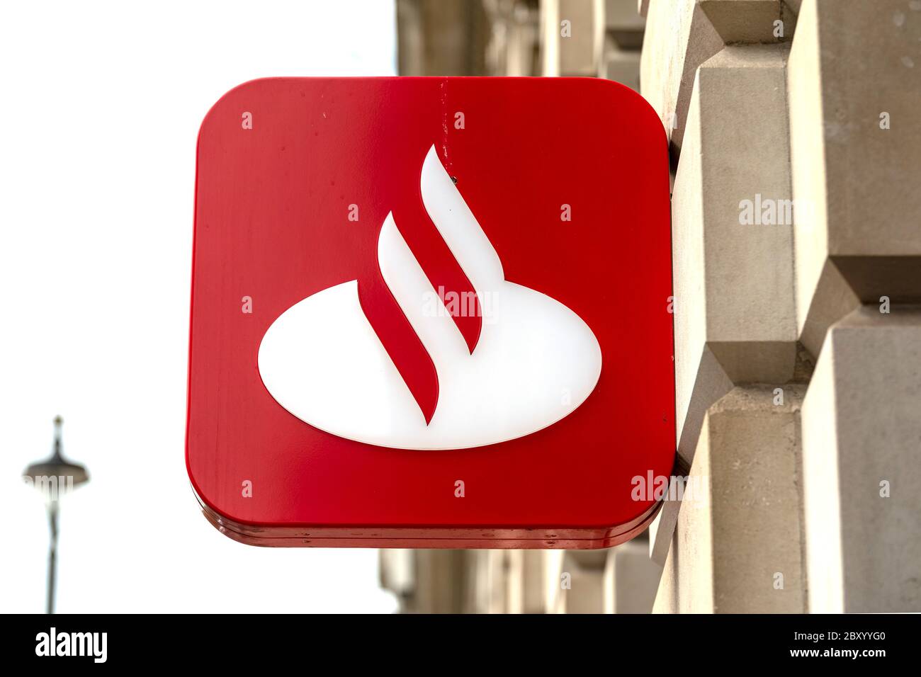 Santander Bank logo seen one at one of their branches Stock Photo - Alamy