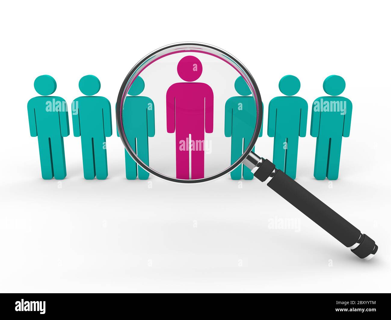 3d magnifying glass team Stock Photo - Alamy