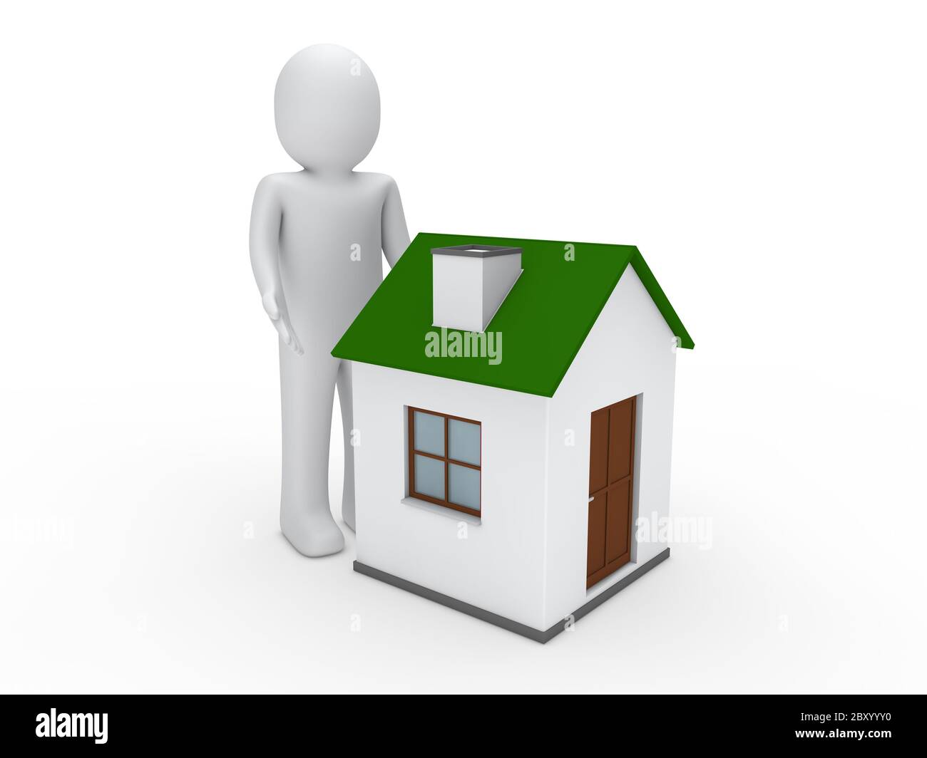 3d man house green Stock Photo - Alamy