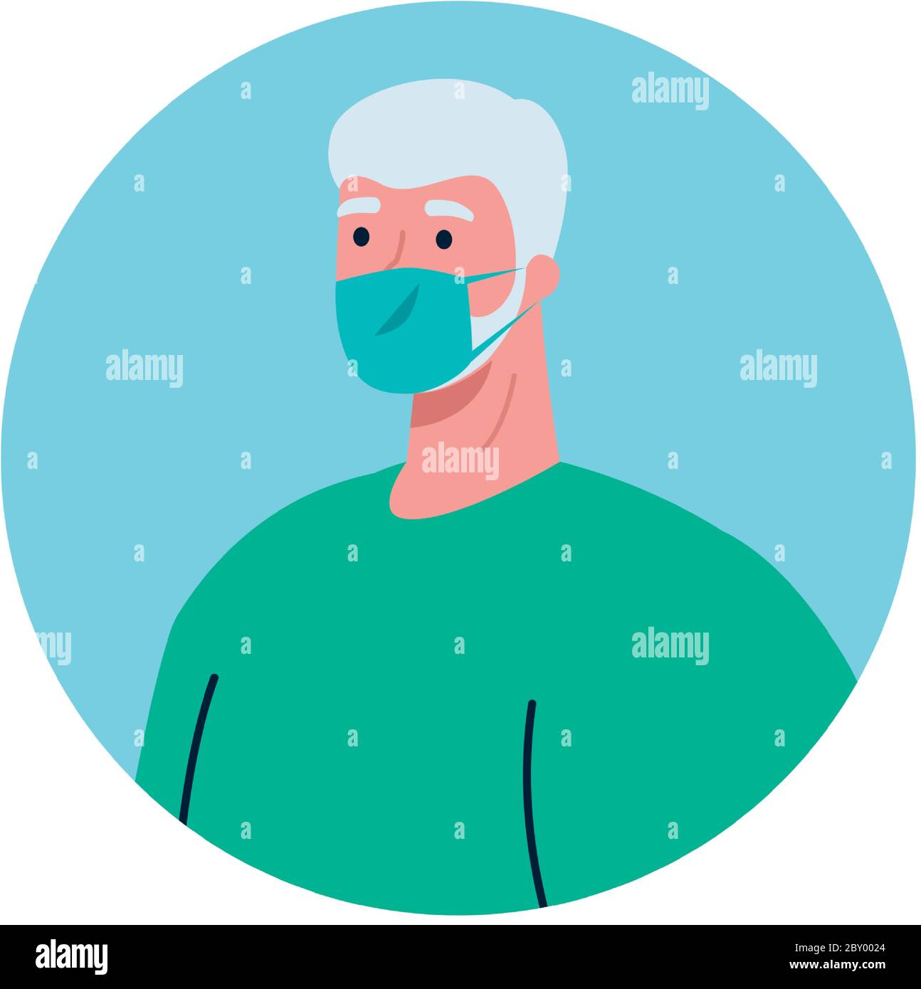 Old man avatar with medical mask vector design Stock Vector Image & Art ...
