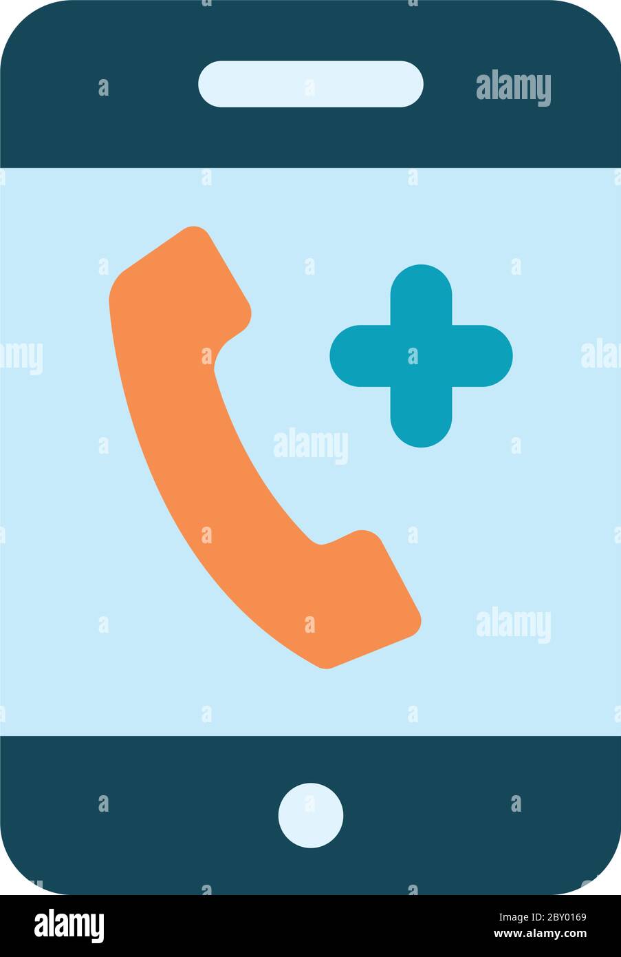 smartphone with phone and cross icon over white background, flat style ...