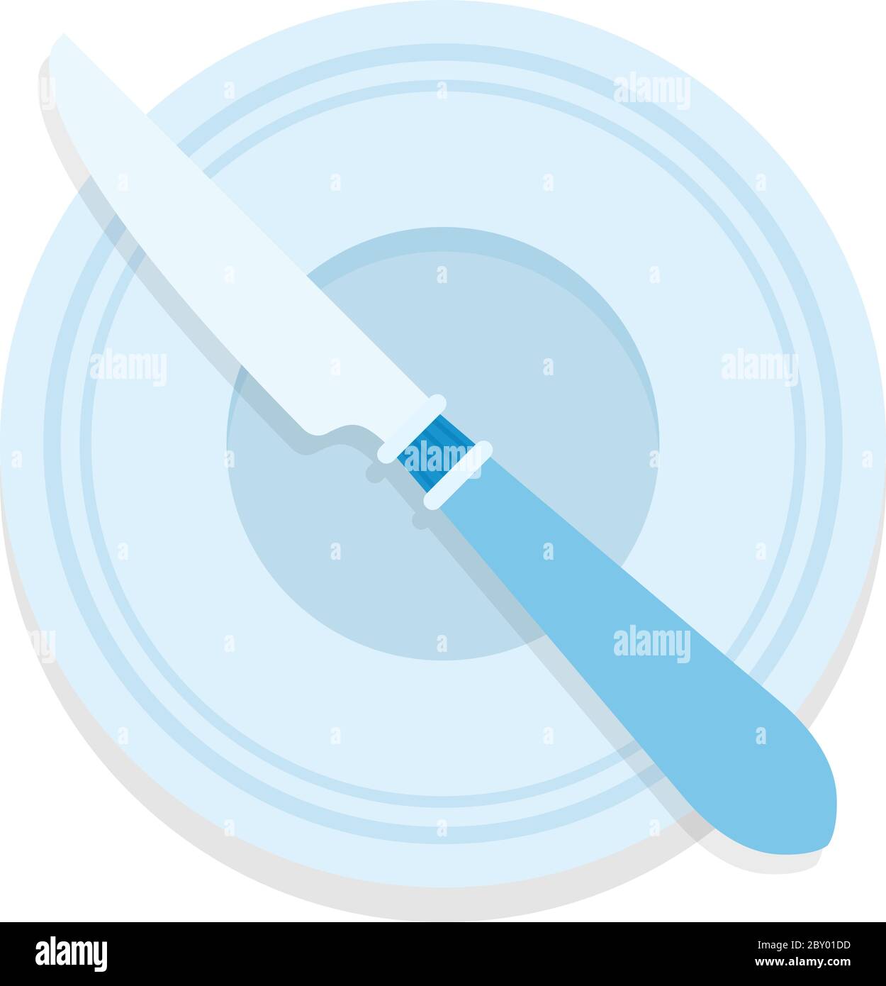 Serving a bread plate with butter knife vector flat isolated Stock ...