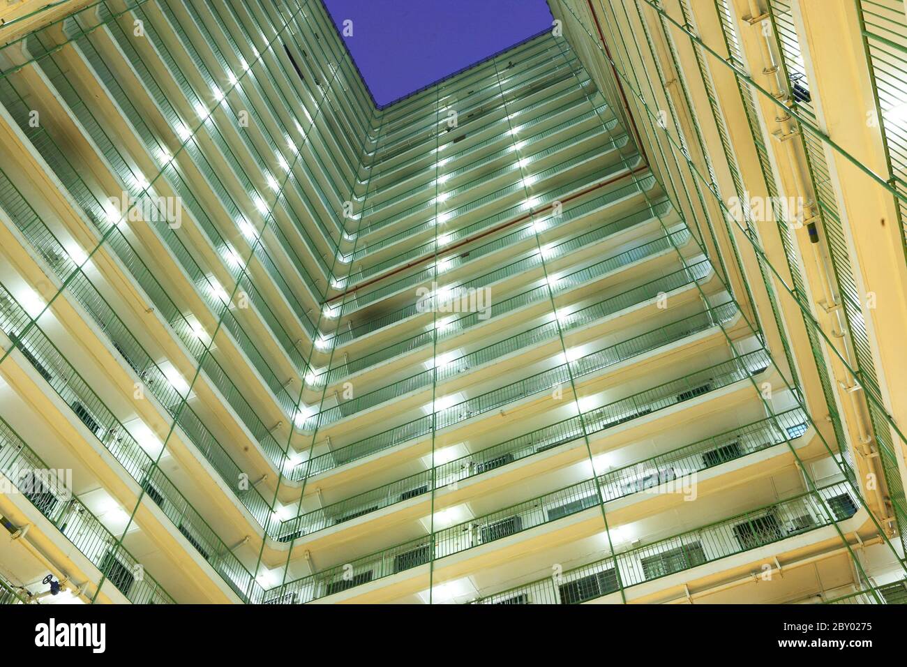 apartment building block at night Stock Photo - Alamy