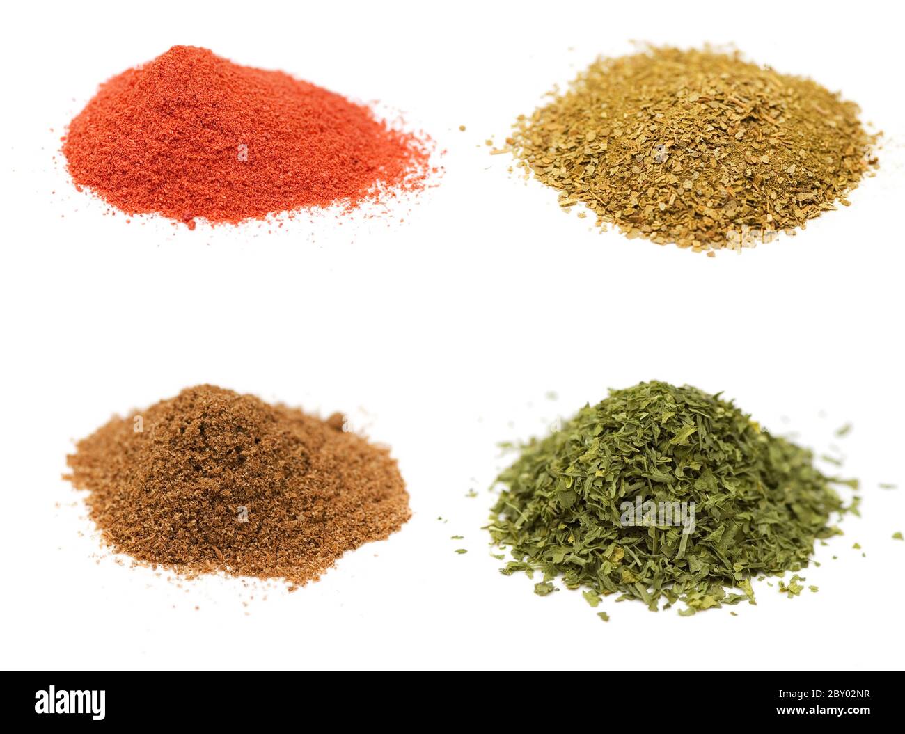 Selection of spices isolated on white Stock Photo - Alamy