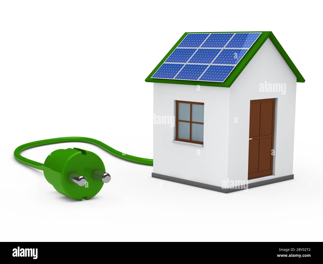 3d solar house with plug Stock Photo - Alamy