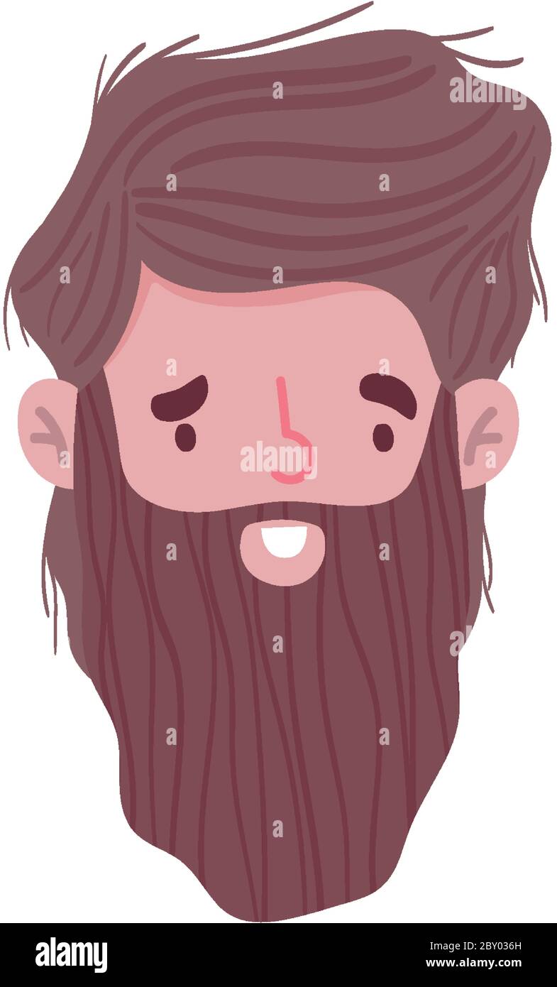 male face beard character portrait man isoated design icon vector ...