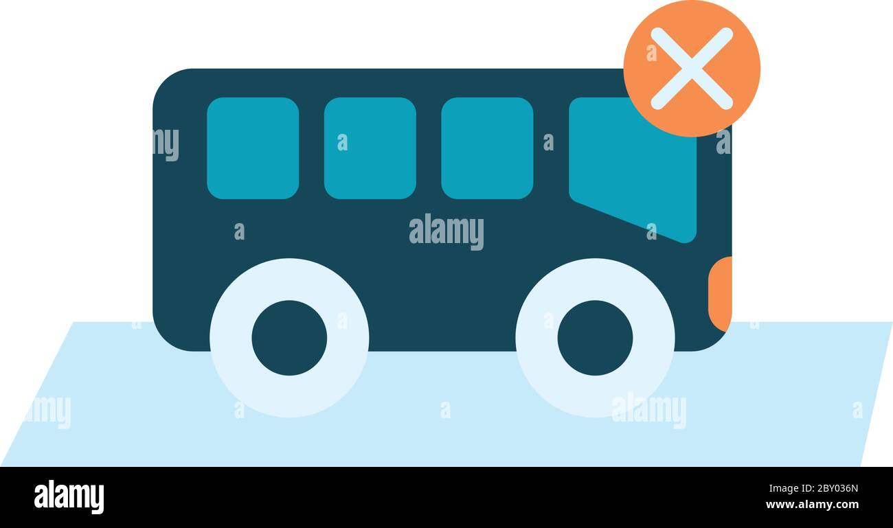 prohibited cross and bus icon over white background, flat style, vector ...