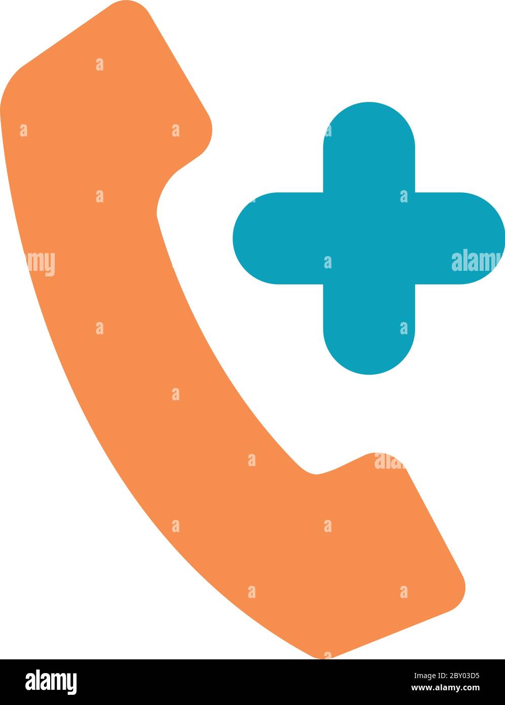 phone and medical cross icon over white background, flat style, vector ...