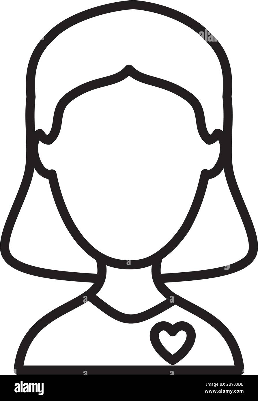 avatar woman wearing a tshirt with heart icon over white background ...
