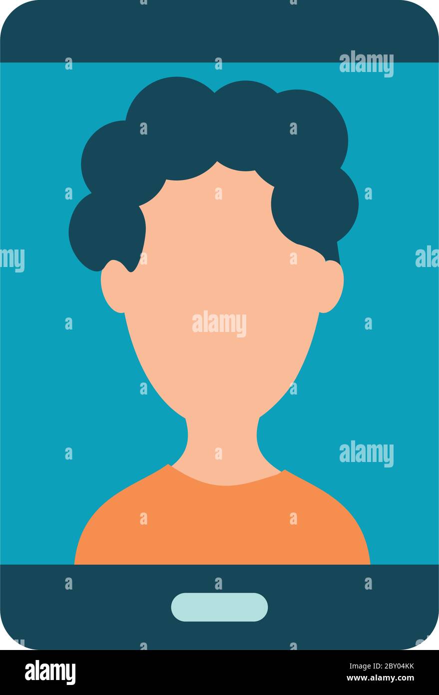 smartphone with avatar man on screen over white background, flat style ...