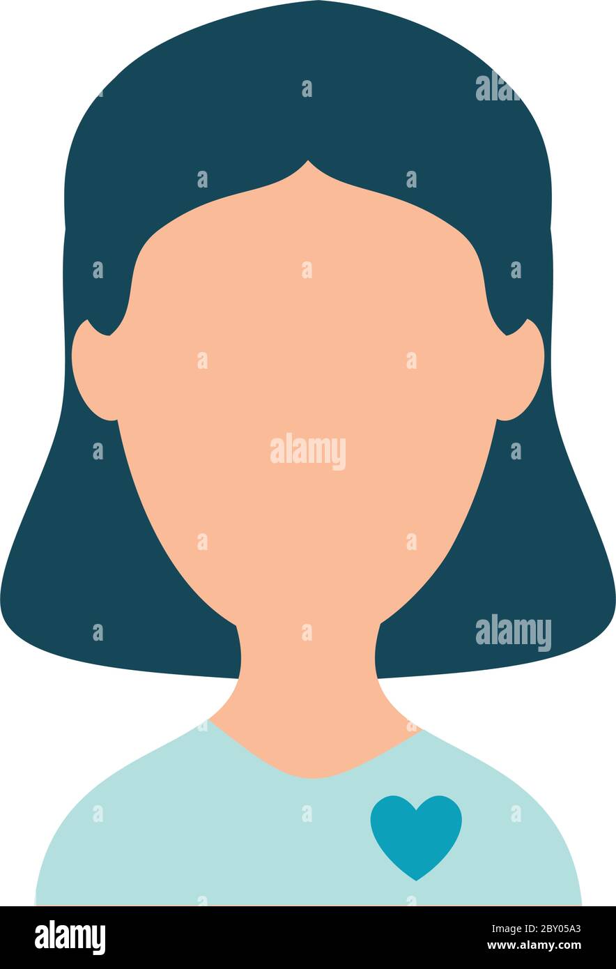 avatar woman wearing a tshirt with heart icon over white background ...