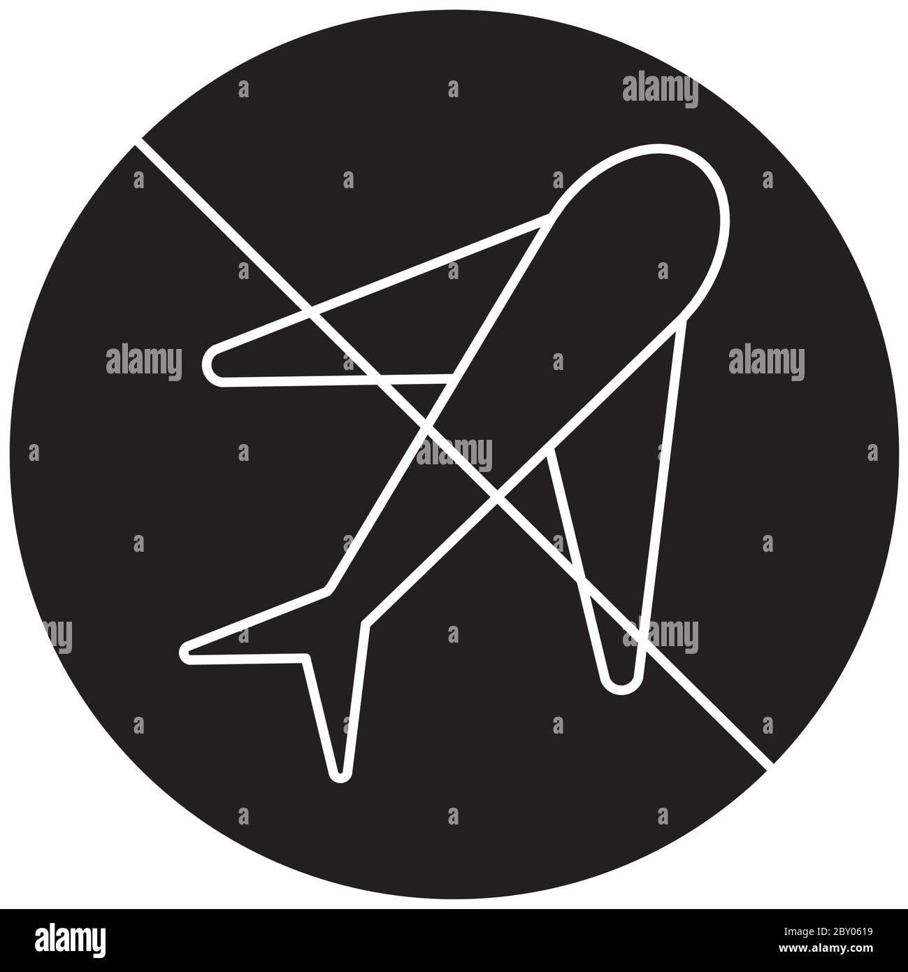 not flights symbol, forbidden sign with airplane icon over white ...