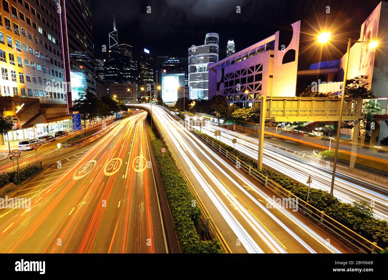 traffic at city at night Stock Photo - Alamy
