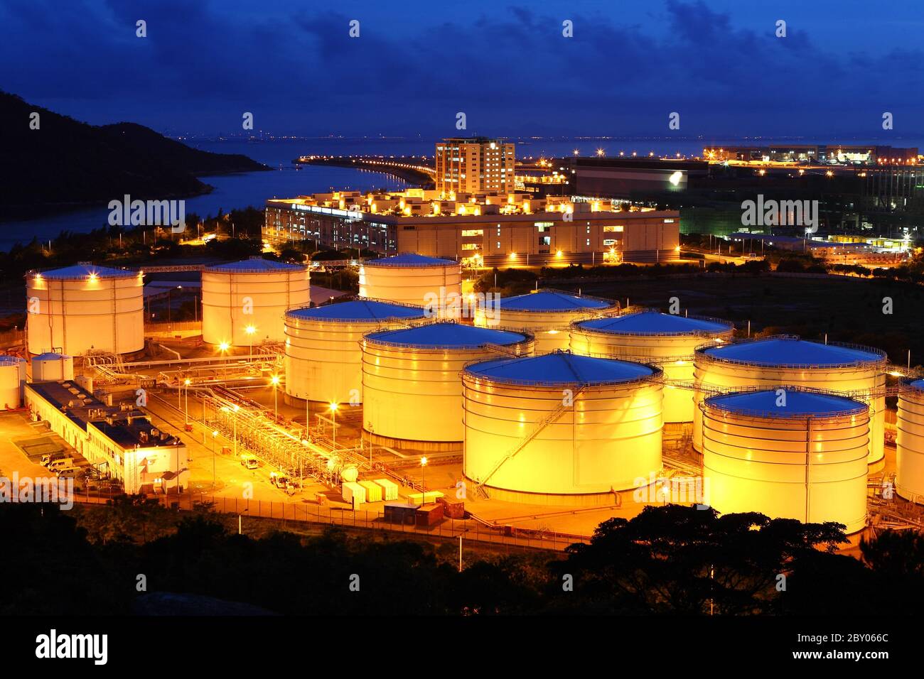 fuel tank at night Stock Photo - Alamy