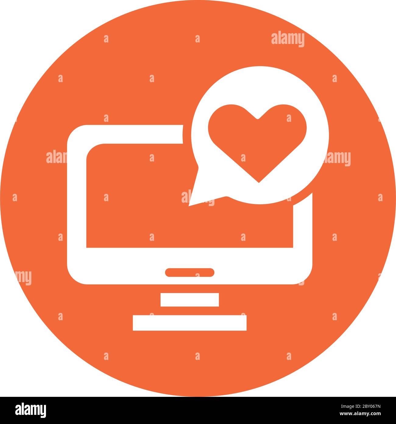 desktop with heart in speech block style icon vector illustration ...