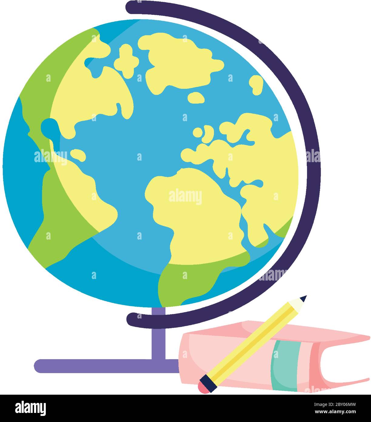 online education school globe map book and pencil cartoon vector ...
