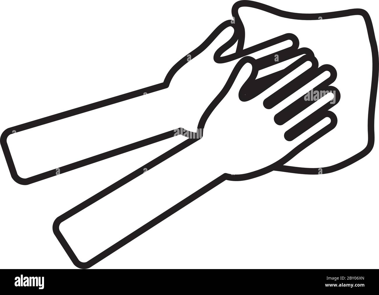 hands with tissue icon over white background, line style, vector ...